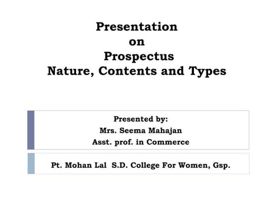 Prospectus and its types: a brief note under companies act, 2013 | PDF