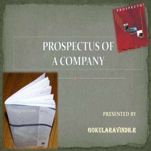 Prospectus of a company | PPTX