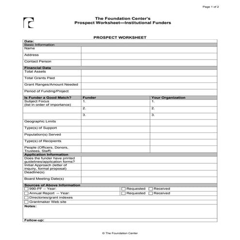 Prospect Worksheet | RTF