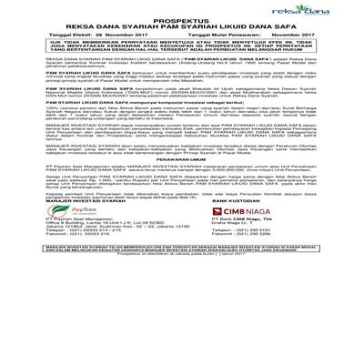 Contoh Prospektus atau perjanjian sebelum membeli sebuah reksadana | PDF