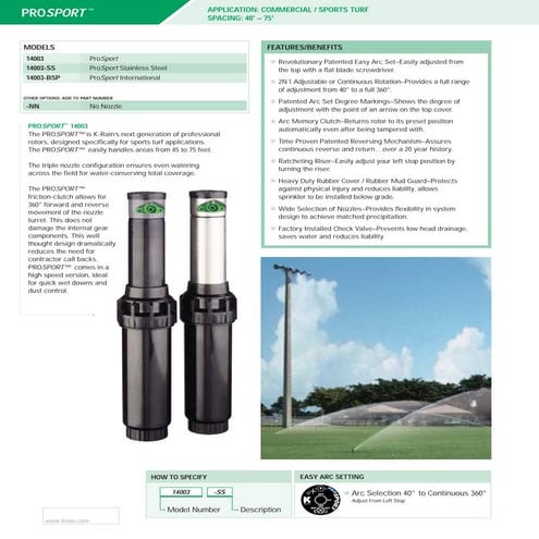 Landscape Irrigation Pro sport spec | PDF