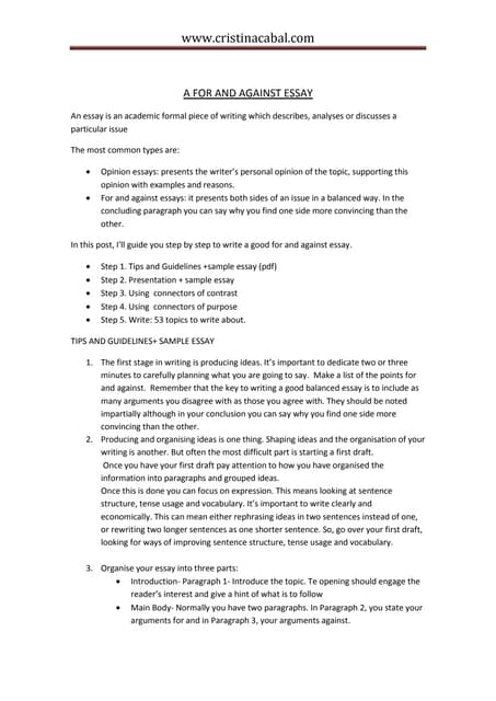 Tips for writing a for and against argument | PPTX