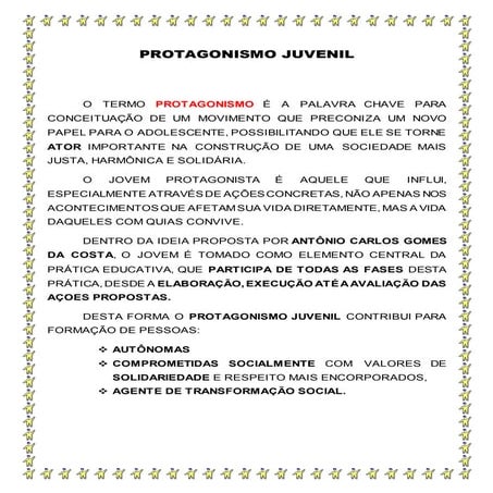 Aulas de protagonismo juvenil ef | PDF