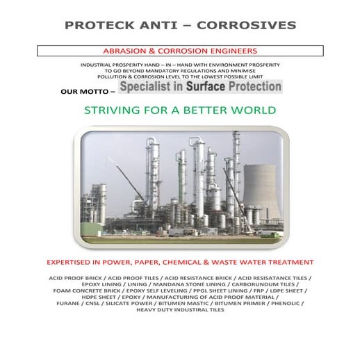 Proteck Anti - Corrosives, Vadodara, Acid Resistance Lining | PDF