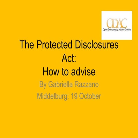 Protected Disclosures Workshop for Journalists | PPTX