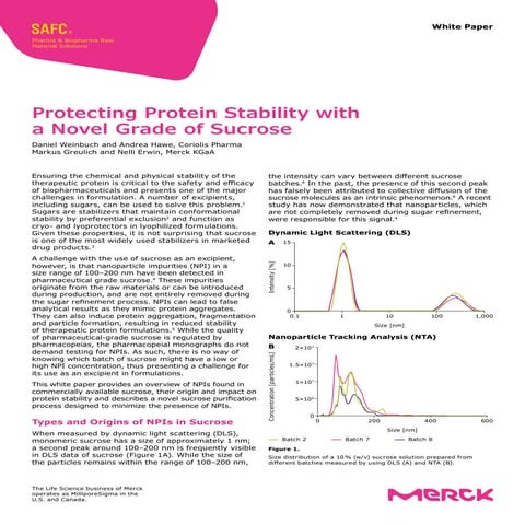 Protecting Protein Stability with a Novel Grade of Sucrose | PDF