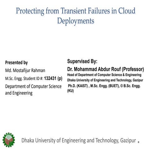 Protecting from transient failures in cloud deployments | PPT