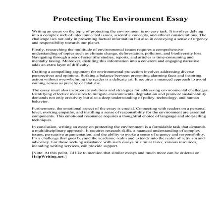 Protecting The Environment Essay.pdf | Environment | Science