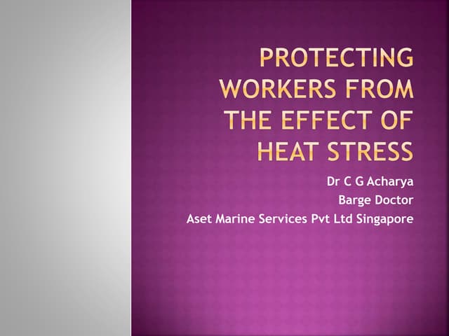 -- Heat Stress -- Training PPT | PDF