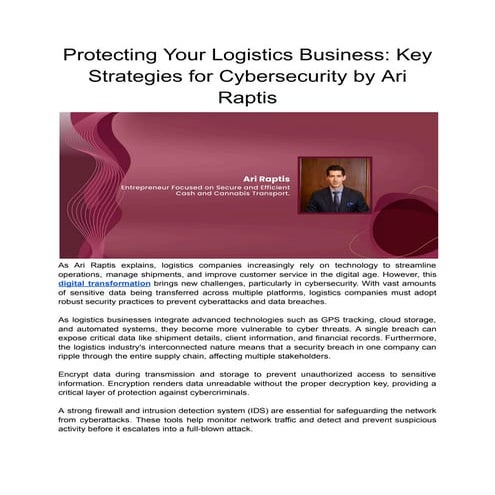Protecting Your Logistics Business_ Key Strategies for Cybersecurity by Ari Raptis.pdf
