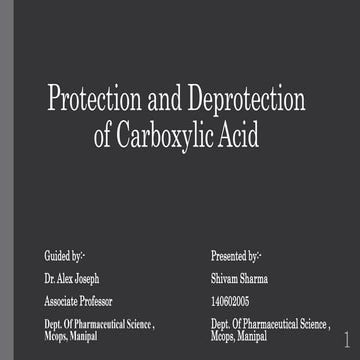 Protection of carbonyl and carboxyl group | PPTX