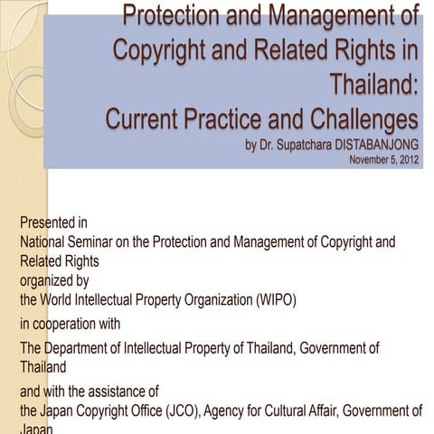 Protection and management of copyright and related rights | PPTX