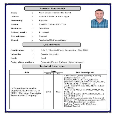 Protection engineer cv | PDF