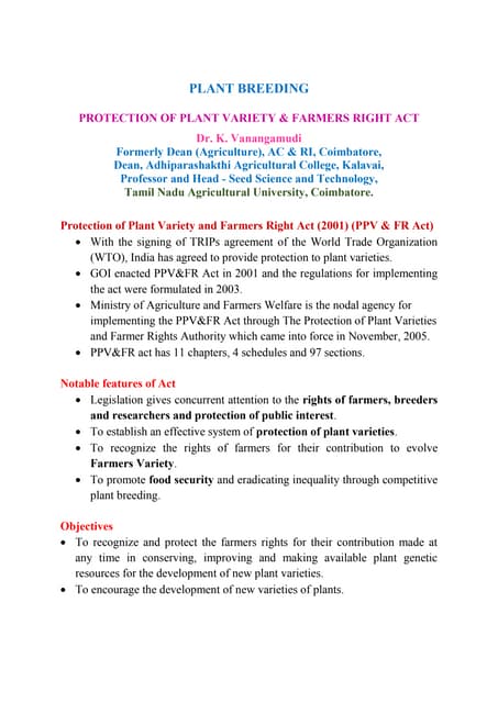 Plant Breeders' Rights | PPT