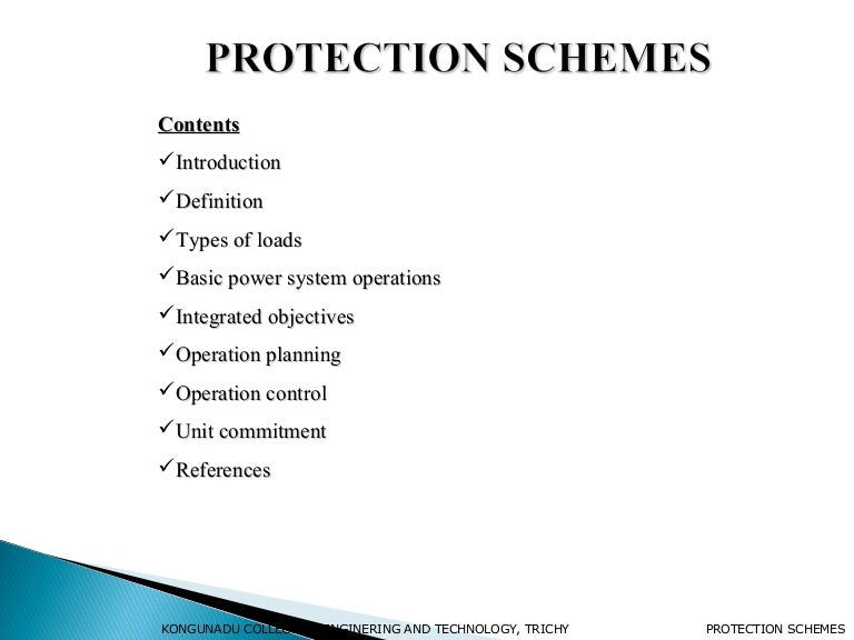 Protection Schemes