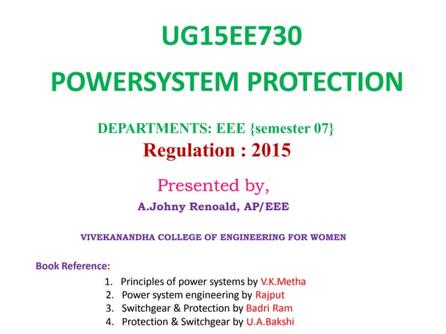 Switchgear and protection lecture 1 | PPTX
