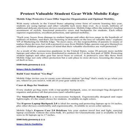 Protect valuable student gear with mobile edge | PDF | Laptops | Computing