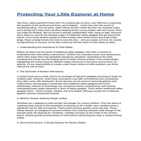 Protecting Your Little Explorer at Home! | PDF
