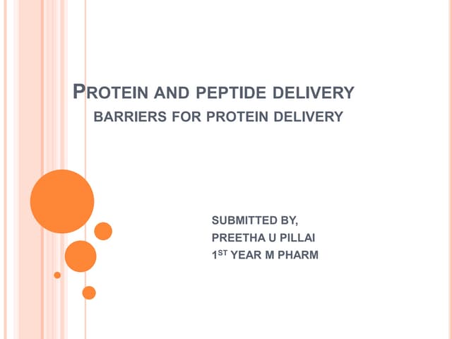 Barriers to Protein and peptide drug delivery system | PPTX