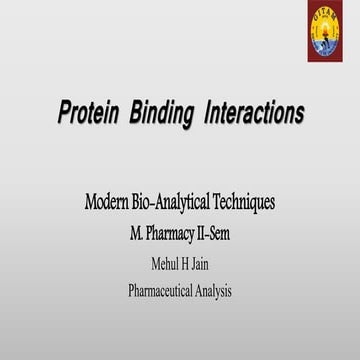 Protein binding interactions | PPTX