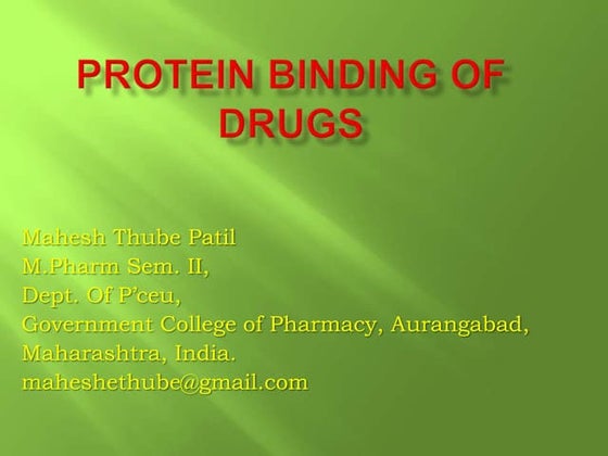Protein binding of drug.ppt | Blood Disorders | Diseases and Conditions