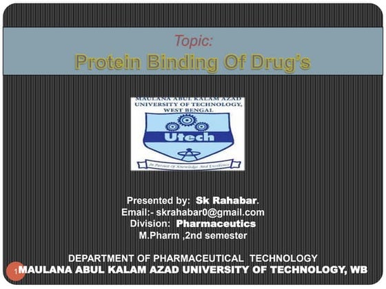 Protein binding of drug.ppt | Blood Disorders | Diseases and Conditions