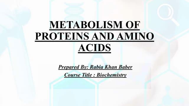 Catabolism of amino acids, transamination and deamination | PPTX