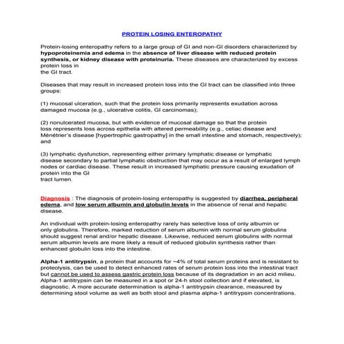 Protein Losing Enteropathy - Important points.pdf
