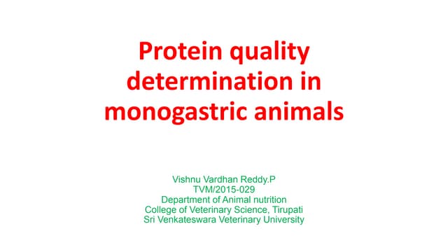 quality of protein , Net Protein utilisation | PPTX