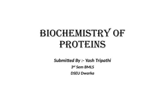 Biochemistry lecture notes proteins | PDF | Chemistry | Science