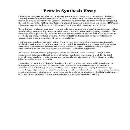Protein Synthesis Essay | PDF