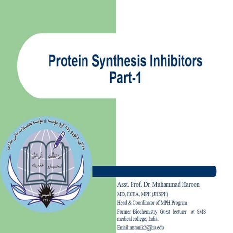 Protein synthesis inhibitors part 1 | PDF