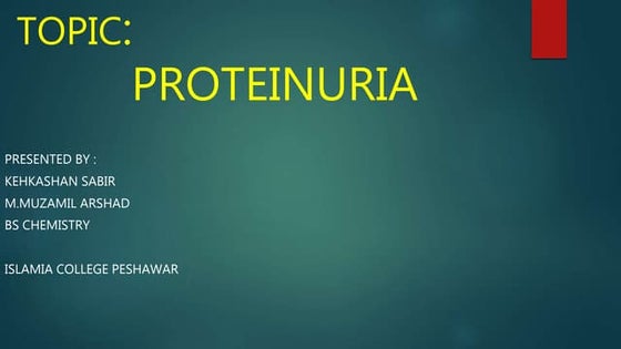 Proteinuria | PPT