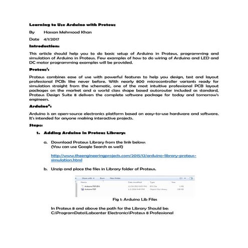 Proteus Project : Arduino programming for LED | PDF