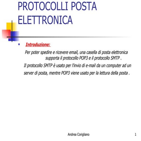 Protocolli Posta Elettronica | PPT | Email | Internet