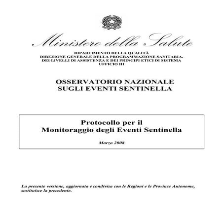Protocollo Per Il Monitoraggio Degli Eventi Sentinella | PDF