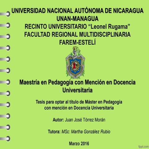 Presentación en Power Point para Defensa de Tesis de Administración | PDF