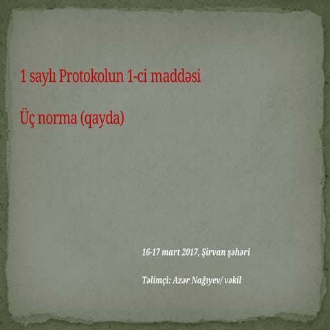 Avropa İnsan Hüquqları Konvensiyası çərçivəsində Mülkiyyət hüququ | PPTX