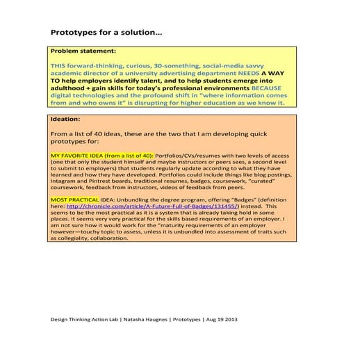Design Thinking Course - Prototype and Test Assignment | PDF