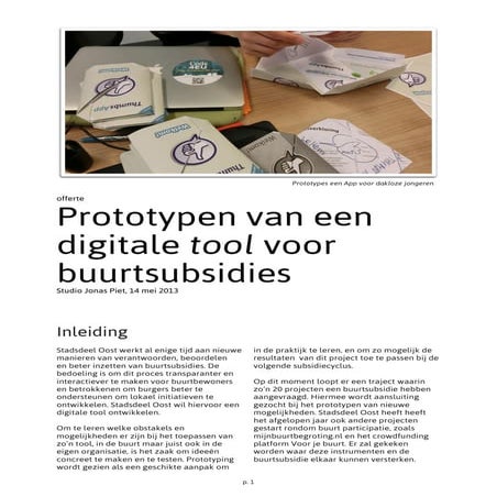 Prototyping van een digitale tool voor Stadsdeel Oost | PDF