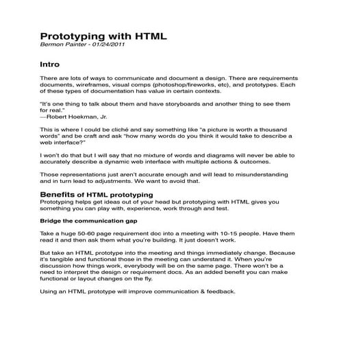 Prototyping with HTML - Notes | PDF