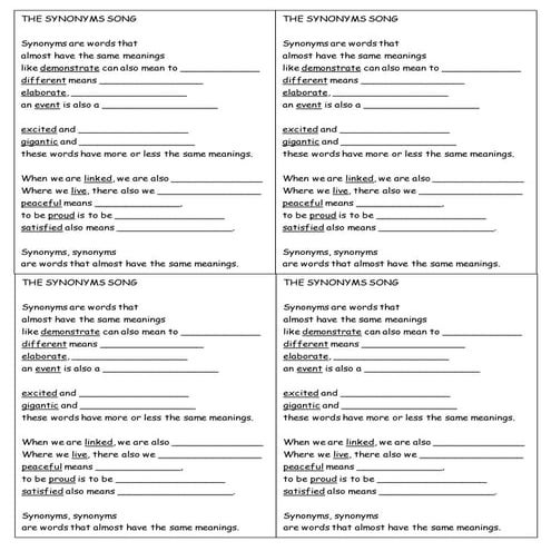 Synonyms (song lyrics) | DOCX