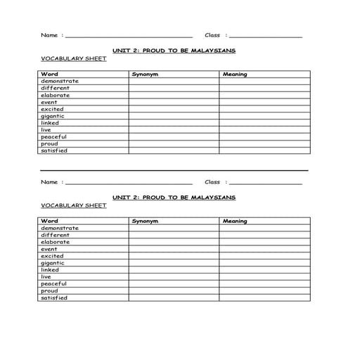 Synonyms (vocabulary sheet) | DOCX