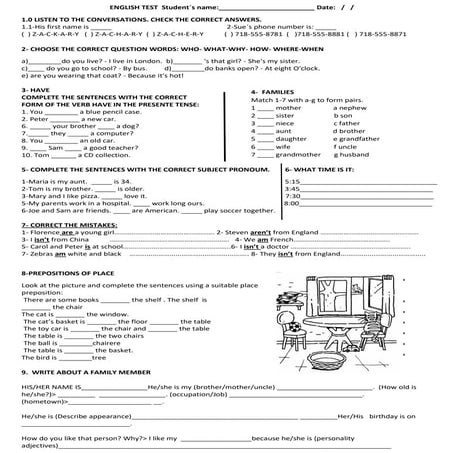English test for beginners | PDF