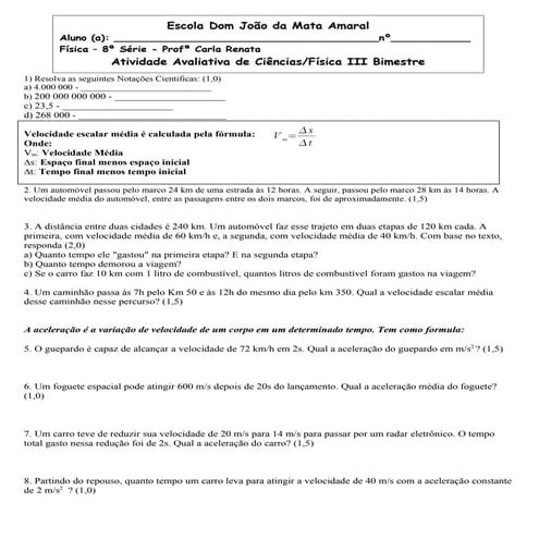 Prova 8° série | DOC