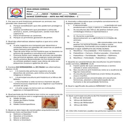 Prova arte 1º ANO - EM | PDF