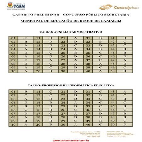 Prova do concurso para professor de Português da Prefeitura de Caxias ...