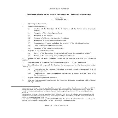 UNFCCC - Prov agenda cop_20 | PDF