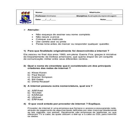 Prova internet | DOCX
