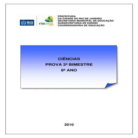 Prova SME 8º ano - 3º bim - 2010 | PDF